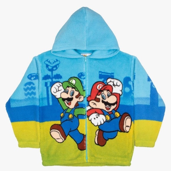 Nintendo | Jackets & Coats | Nintendo Kids Super Mario Blue Hoodie ...
